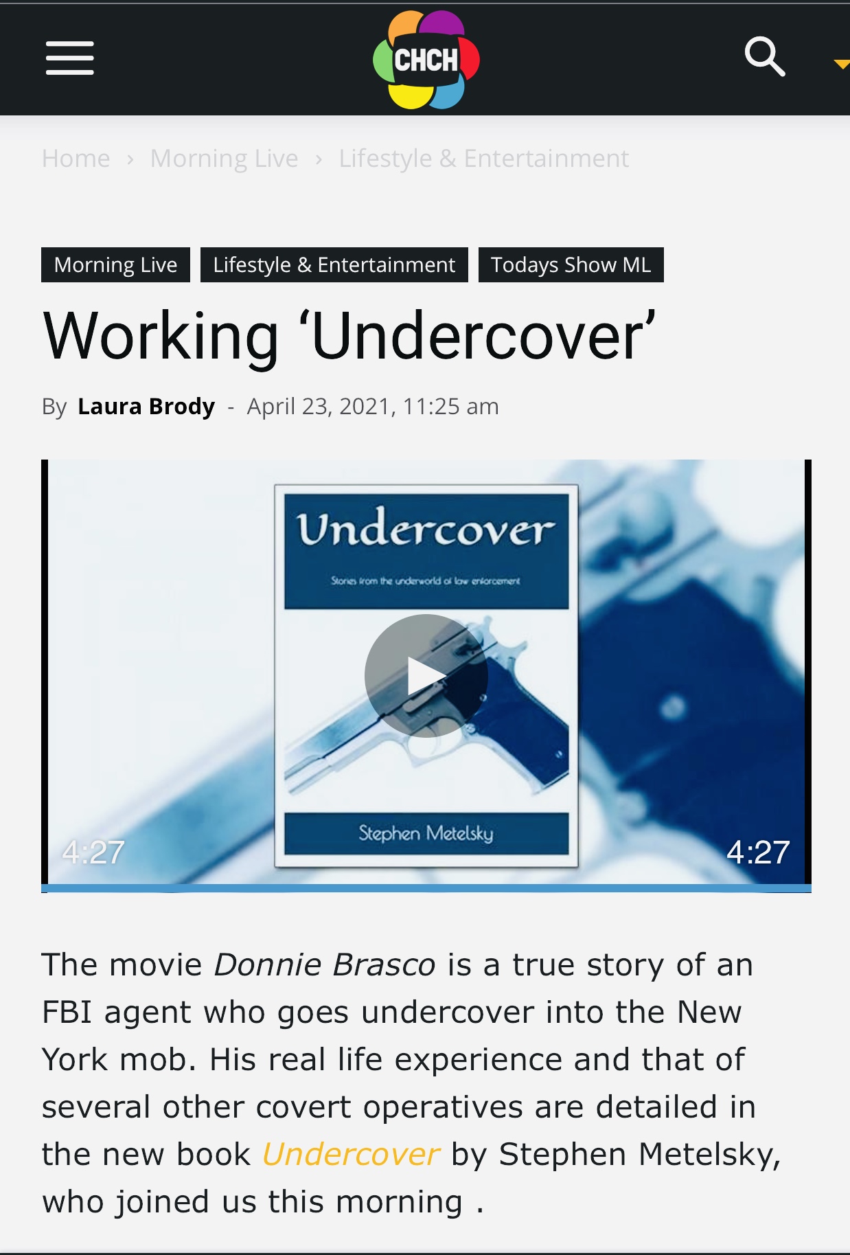 CHCH MORNING LIVE Interview: Working “Undercover” – with Annette Hamm ...